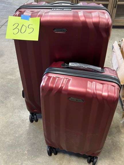 2PC SAMSONITE HARD SHELL ROLLING LUGGAGE SET - RED - Earl's Auction Company