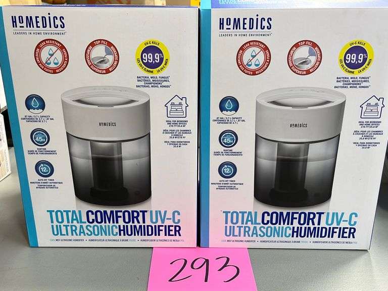 (2) HOMEDICS HUMIDIFIERS IN BOXES - Earl's Auction Company