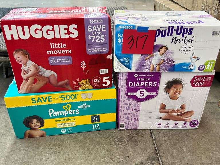 (4) BOXES OF DIAPERS - ASSORTED SIZES - Earl's Auction Company