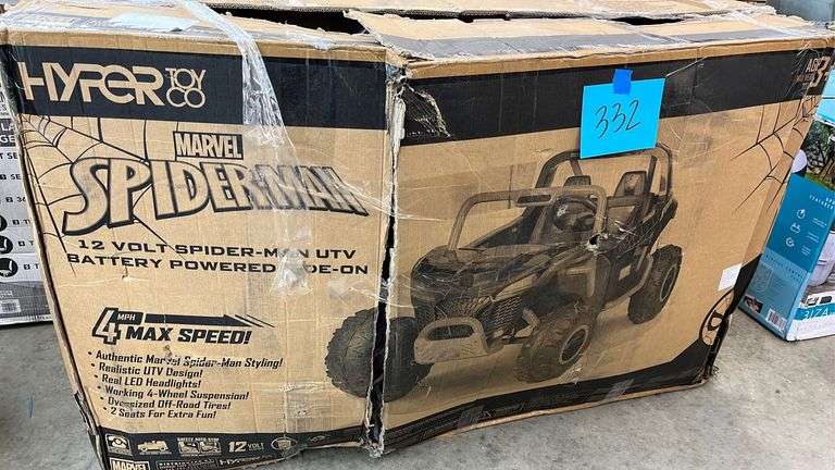 HYPER TOY CO KIDS 12V SPIDERMAN RIDE ON IN BOX - Earl's Auction Company