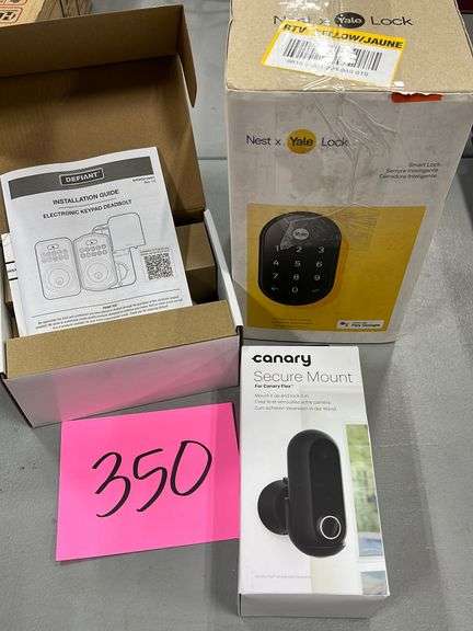 NEST x YALE LOCK, DEFIANT ELECTRONIC KEYPAD & CANARY MOUNT IN BOXES ...