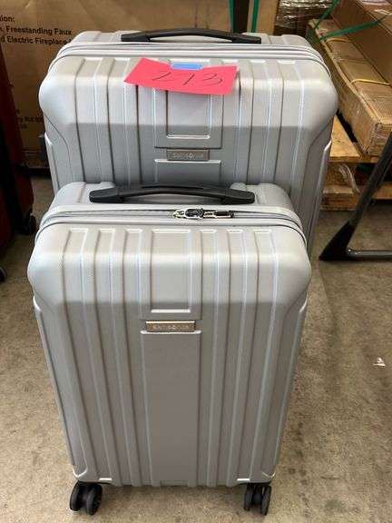 2PC SAMSONITE HARD SHELL ROLLING LUGGAGE SET - SILVER - Earl's Auction ...