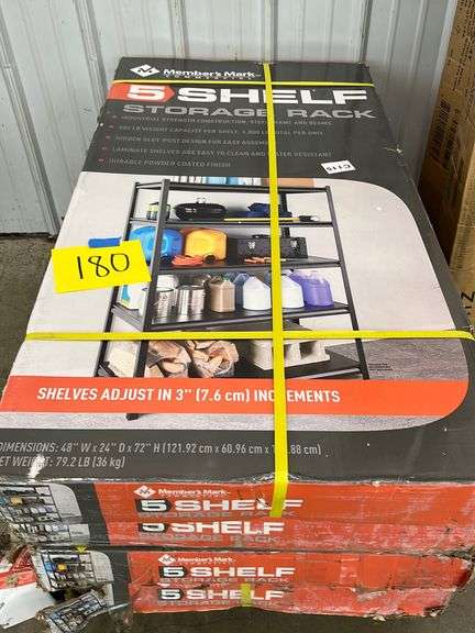 (4) 5 SHELF STORAGE RACKS IN BOXES - Earl's Auction Company