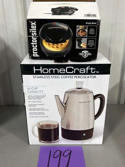 HOMECRAFT COFFEE PERCOLATOR & MINI WAFFLE MAKER IN BOXES - Earl's ...