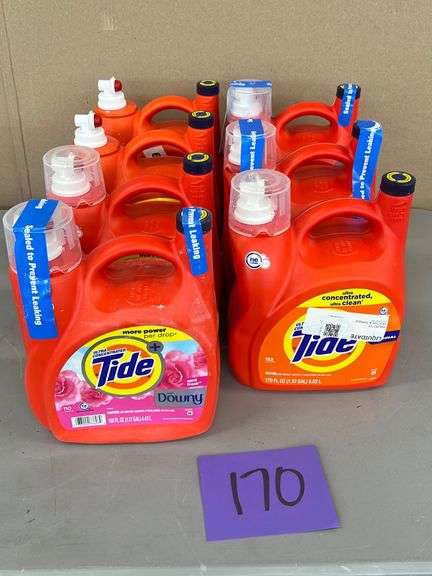 (7) ASSORTED JUGS OF TIDE DETERGENT - SEE PHOTOS - Earl's Auction Company