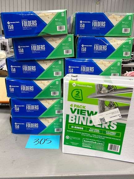 (12) BOXES OF MANILA FOLDERS & (4) BINDERS - Earl's Auction Company
