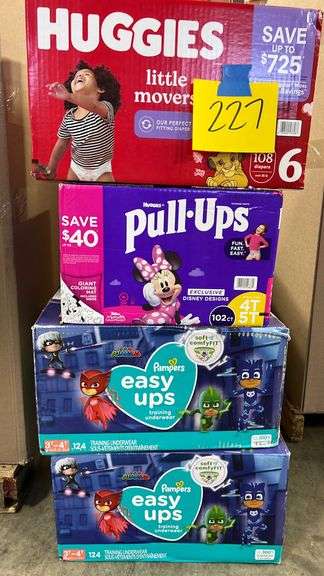 (4) BOXES OF PULL UPS, EASY UPS & DIAPERS - ASST SIZES - Earl's Auction ...
