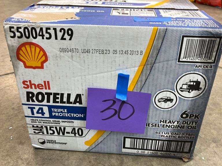 6PK SHELL SAE 15W-40 HEAVY DIESEL ENGINE OIL - Earl's Auction Company