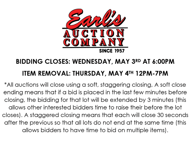 ENDS WEDNESDAY! ONLINE AUCTION 4/27-5/3 (BLUE) - Earl's Auction Company