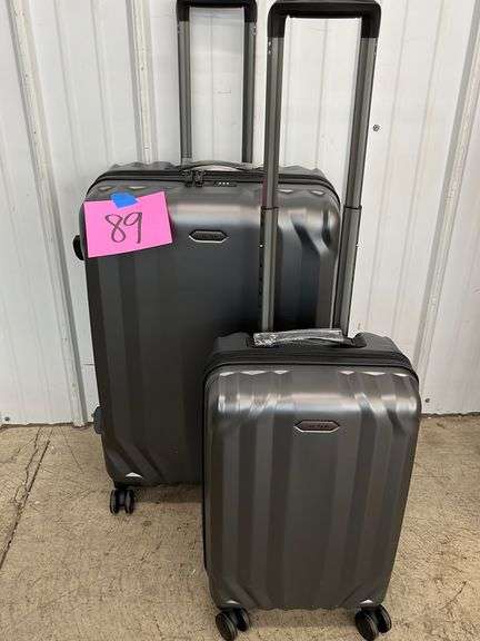 2PC SAMSONITE HARD SHELL ROLLING LUGGAGE - SILVER - Earl's Auction Company
