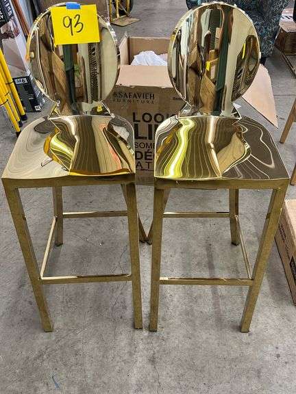 (2) GOLD BAR STOOLS - Earl's Auction Company