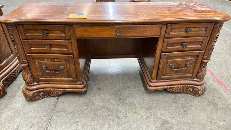 AS IS - MICHAEL AMINI BY AICO WOOD CARVED DESK - Earl's Auction Company