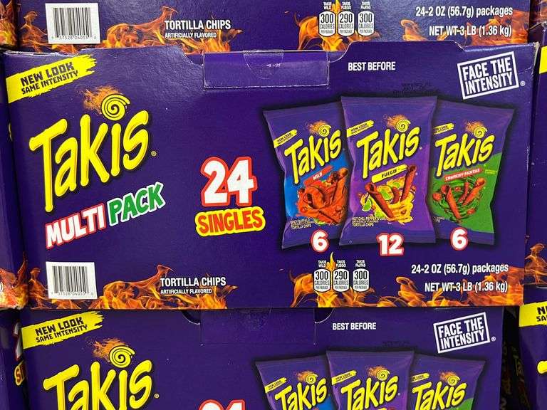 (15) MULTI PACK BOXES OF TAKIS CHIPS (24 SINGLE SERVE BAGS PER BOX ...