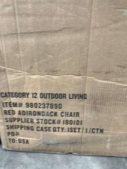 RED ADIRONDACK CHAIR IN BOX - Earl's Auction Company