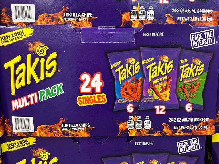 (15) MULTI PACK BOXES OF TAKIS CHIPS (24 SINGLE SERVE BAGS PER BOX ...