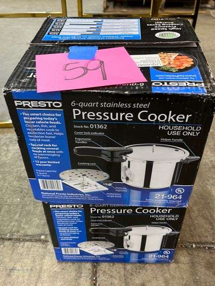 (2) PRESTO PRESSURE COOKERS IN BOXES - Earl's Auction Company