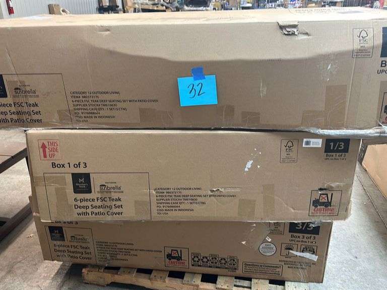6PC FSC TEAK DEEP SEATING PATIO SET IN BOXES - Earl's Auction Company