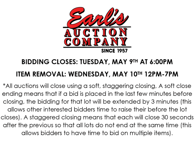 ENDS TUESDAY! ONLINE AUCTION 5/7-5/9 (GREEN) - Earl's Auction Company