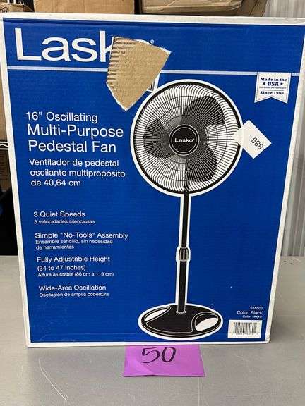 LASKO PEDESTAL FAN IN BOX - Earl's Auction Company
