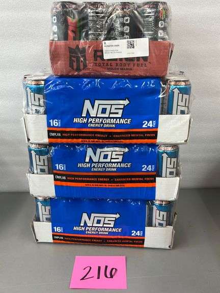 (3) PACKS OF NOS ENERGY DRINKS & (1) PACK OF REIGN - Earl's Auction Company