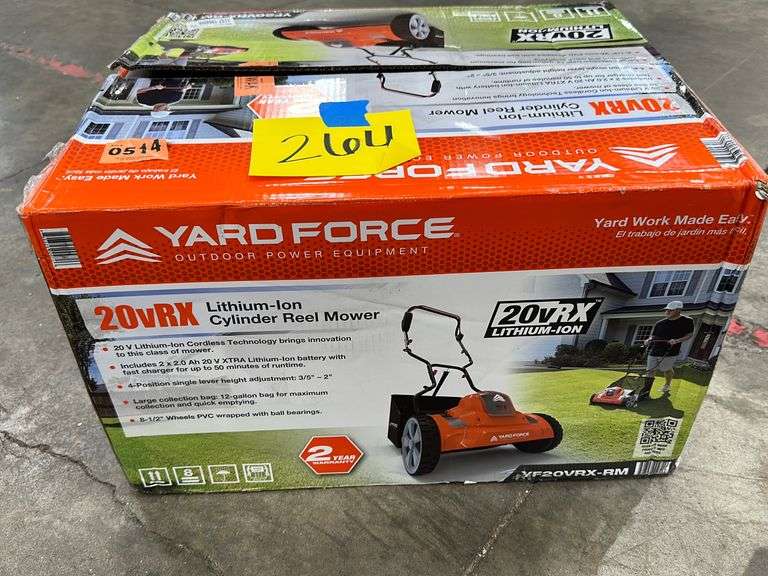 YARDFORCE 20VRX REEL MOWER IN BOX - Earl's Auction Company