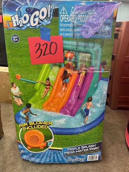 H2O GO INLFATABLE TRIPLE SPLASH MEGA WATER PARK IN BOX - Earl's Auction ...