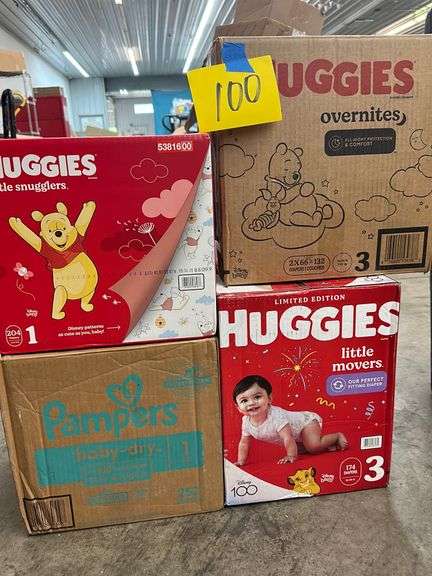 (4) BOXES OF DIAPERS - SIZE 1 & 3 - Earl's Auction Company