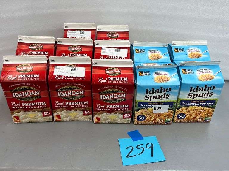 (8) BOXES OF IDAHOAN MASHED POTATOES & (4) BOXES OF IDAHO SPUDS ...