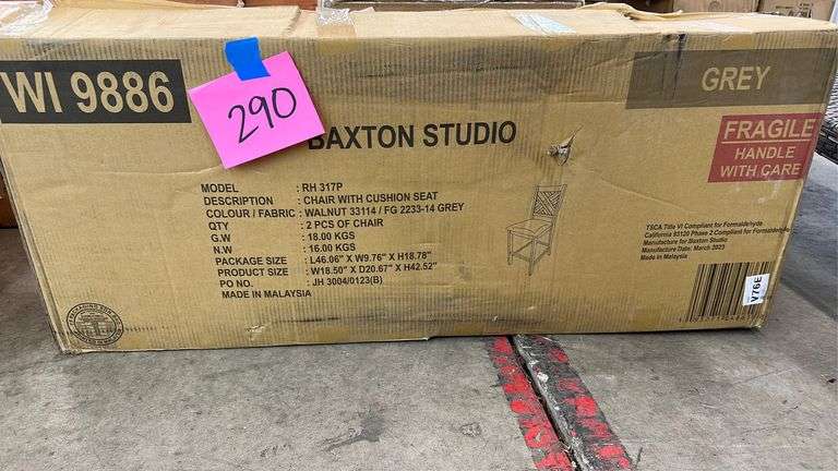 (2 BAXTON STUDIO CHAIRS IN BOX - Earl's Auction Company