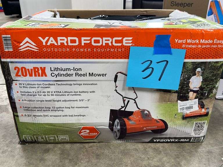YARDFORCE 20VRX REEL MOWER IN BOX - Earl's Auction Company