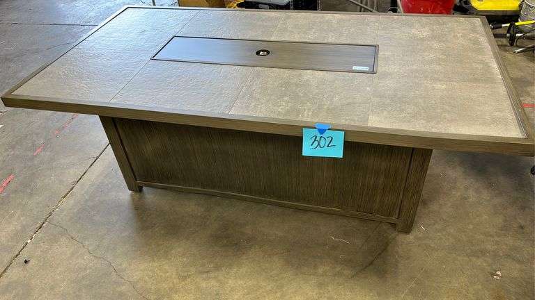 AS IS - ALL WEATHER TILE TOP FIRE PIT PATIO TABLE - Earl's Auction Company