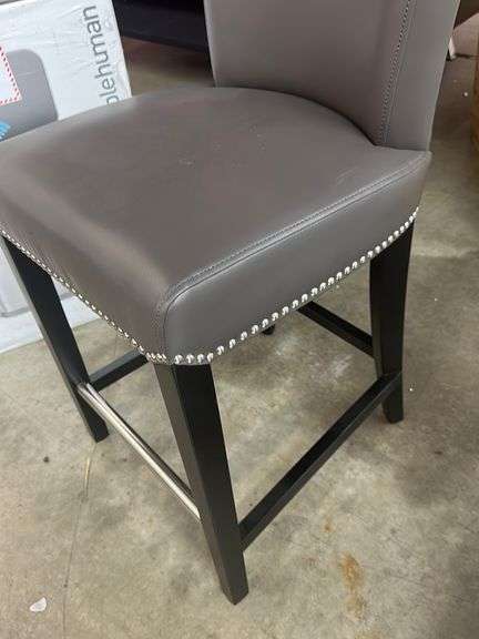 GREY NAILHEAD TRIM BAR STOOL - Earl's Auction Company