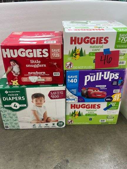(4) BOXES OF DIAPERS & (1) BOX OF WIPES - ASSORTED SIZES - Earl's ...