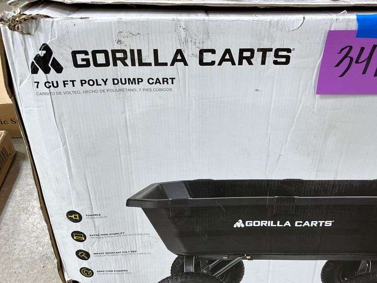 GORILLA CARTS 7CU FT POLY DUMP CART IN BOX - Earl's Auction Company
