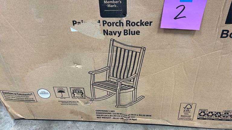 (2) NAVY BLUE PAINTED PORCH ROCKERS IN BOXES - Earl's Auction Company