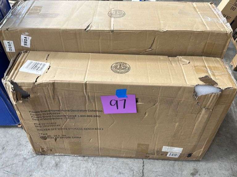 WALKER OFF WHITE STORAGE BENCH IN BOXES - Earl's Auction Company