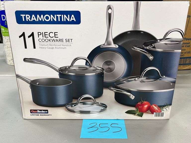 TRAMONTINA 11PC COOKWARE SET IN BOX - BLUE - Earl's Auction Company