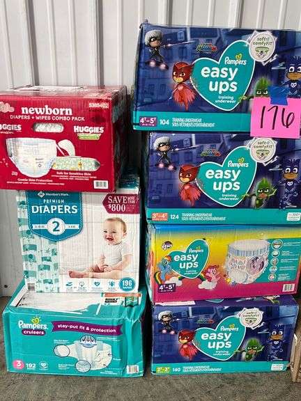 (3) BOXES OF DIAPERS & (4) BOXES OF PAMPERS EASY UPS - ASSORTED SIZES ...