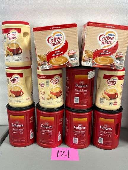 11PC LOT OF FOLGERS COFFEE & COFFEE MATE CREAMER - Earl's Auction Company