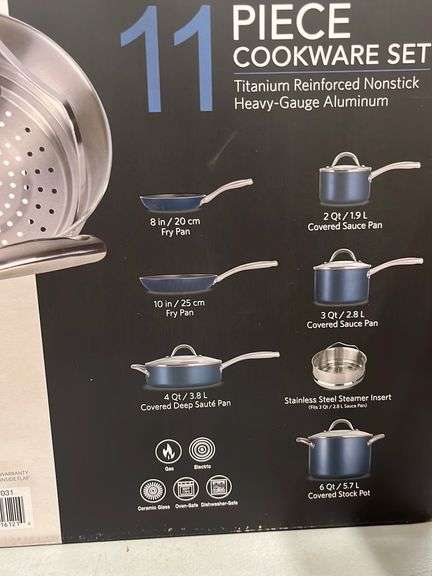 TRAMONTINA 11PC COOKWARE SET IN BOX - BLUE - Earl's Auction Company