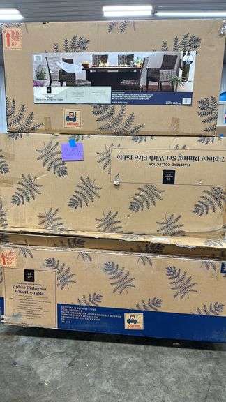 NEW HALSTEAD 7PC PATIO DINING SET W/ FIRE TABLE IN BOXES - Earl's ...