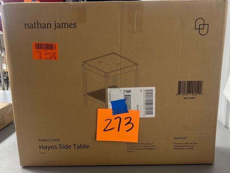 NATHAN JAMES SIDE TABLE IN BOX - Earl's Auction Company