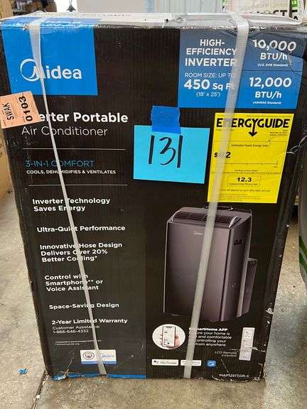 MIDEA BLACK PORTABLE AIR CONDITIONER IN BOX - Earl's Auction Company