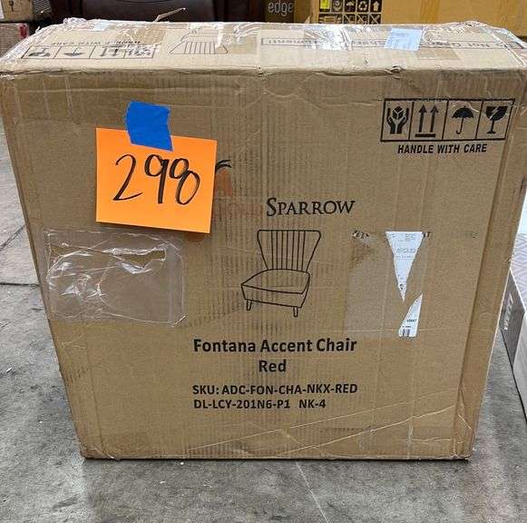 SPARROW RED FONTANA ACCENT CHAIR IN BOX - Earl's Auction Company