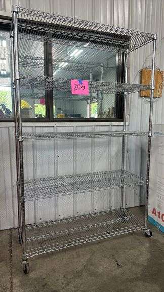AS IS - CHROME 5 TIER SHELVING RACK - Earl's Auction Company
