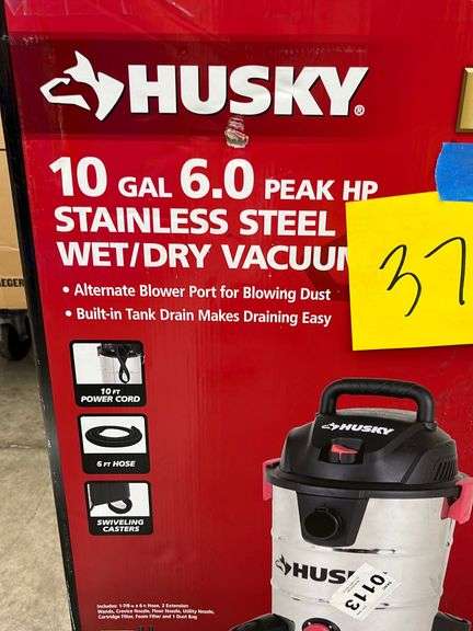 HUSKY 10GAL STAINLESS STEEL WET/DRY VACUUM IN BOX - Earl's Auction Company