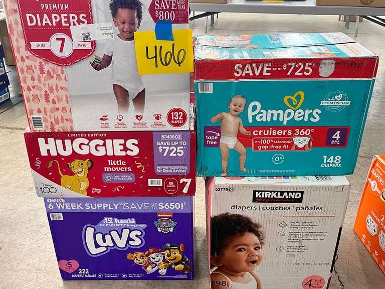 (5) BOXES OF DIAPERS - ASSORTED SIZES - Earl's Auction Company