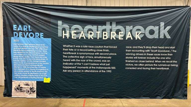 15FTx8FT IMS MUSEUM HEARTBREAK BANNER - Earl's Auction Company