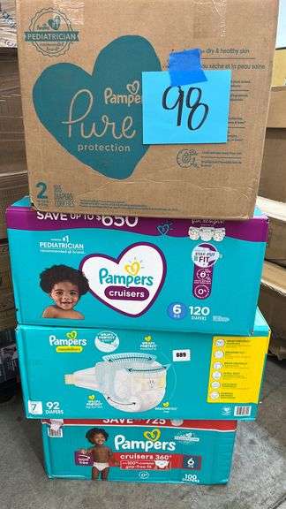 (4) BOXES OF DIAPERS - ASSORTED SIZES - Earl's Auction Company