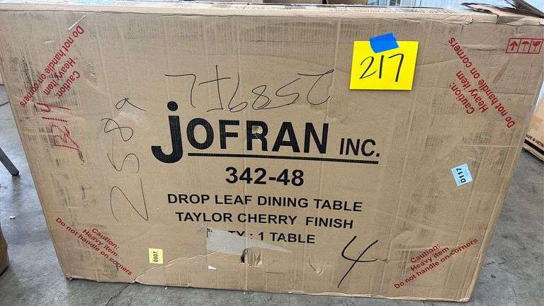 JOFRAN DROP LEAF DINING TABLE IN BOX - CHERRY FINISH - Earl's Auction ...